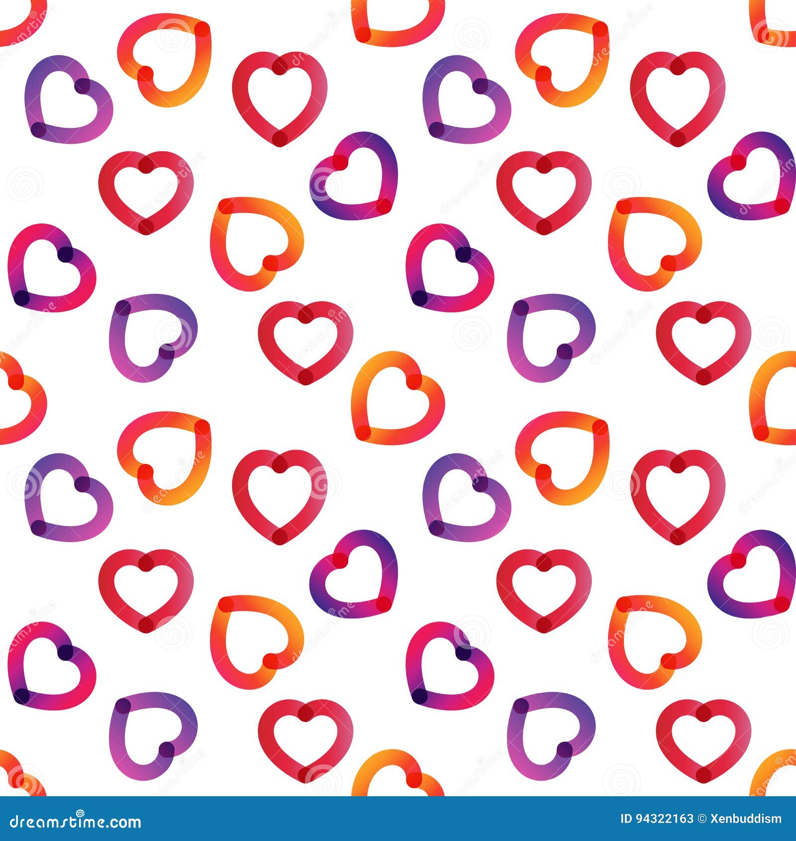 Semi Flat Heart Seamless Pattern Stock Illustration - Illustration of ...