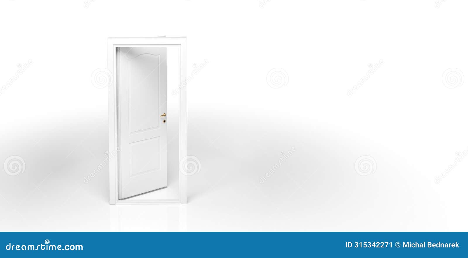 Semi Open White Door on White Background Stock Illustration ...