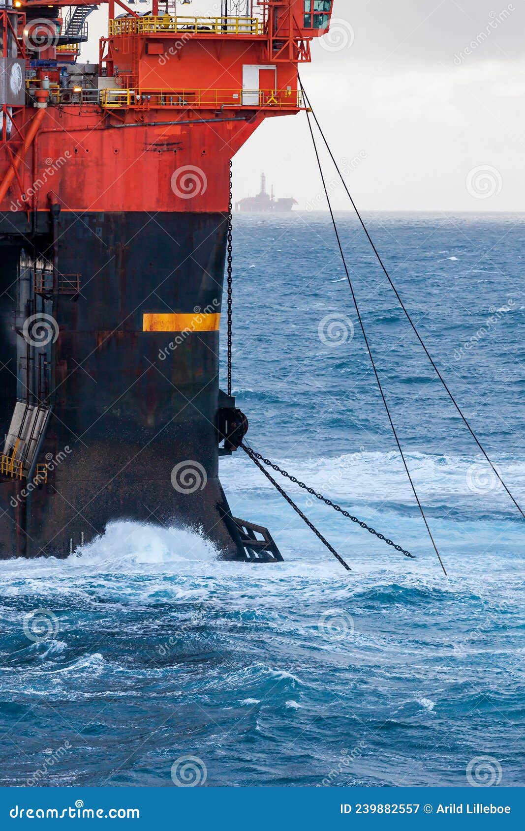 An Semi Submersible Rig in Harsh Weather. Ready for Rig Move Stock ...