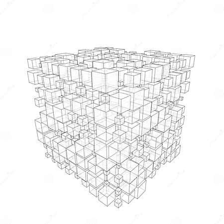 Semi Transparent Cubes in 3D Pattern Stock Illustration - Illustration ...