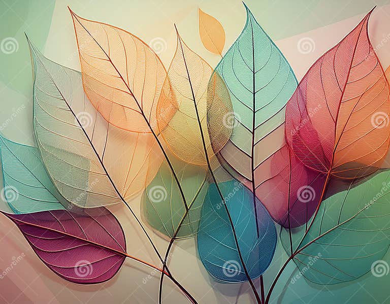 Semi Transparent Leaf Skeletons Layered Design Emphasizing Delicate ...