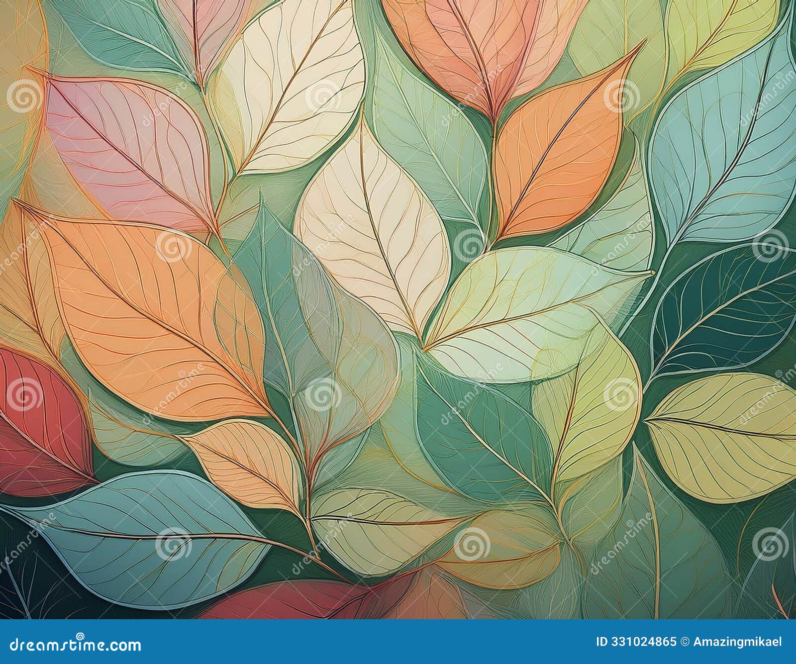 Semi Transparent Leaf Skeletons Layered Design Emphasizing Delicate ...