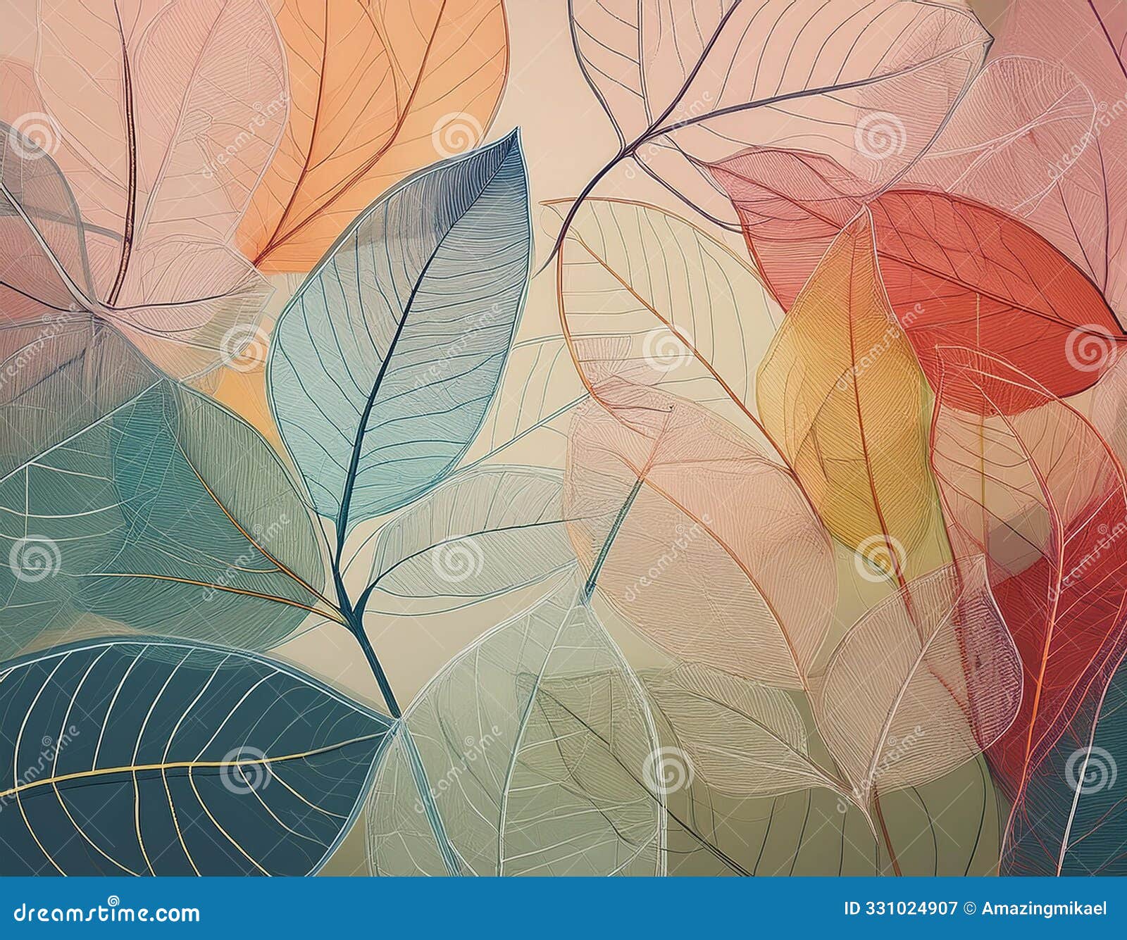 Semi Transparent Leaf Skeletons Layered Design Emphasizing Delicate ...