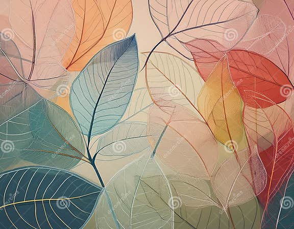 Semi Transparent Leaf Skeletons Layered Design Emphasizing Delicate ...