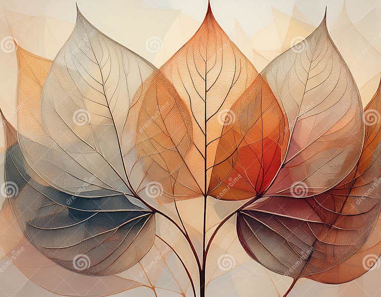 Semi Transparent Leaf Skeletons Layered Design Emphasizing Delicate ...
