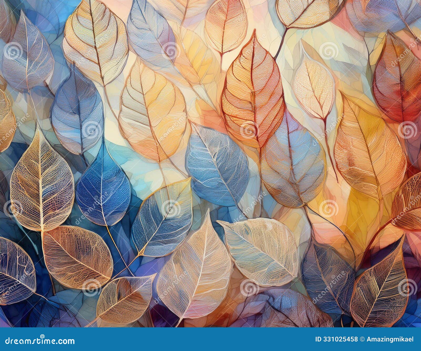 Semi Transparent Leaf Skeletons Layered Design Emphasizing Delicate ...