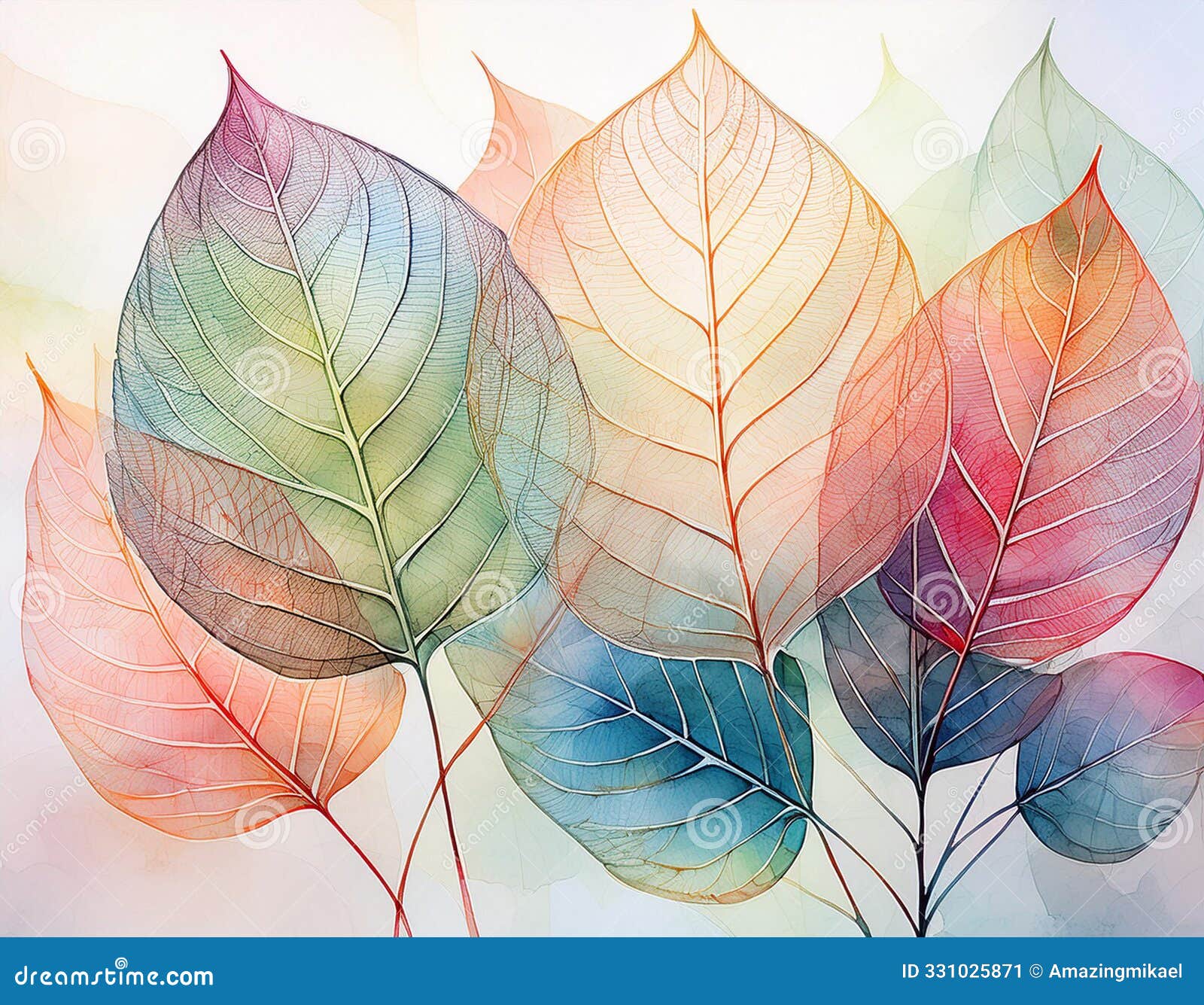 Semi Transparent Leaf Skeletons Layered Design Emphasizing Delicate ...