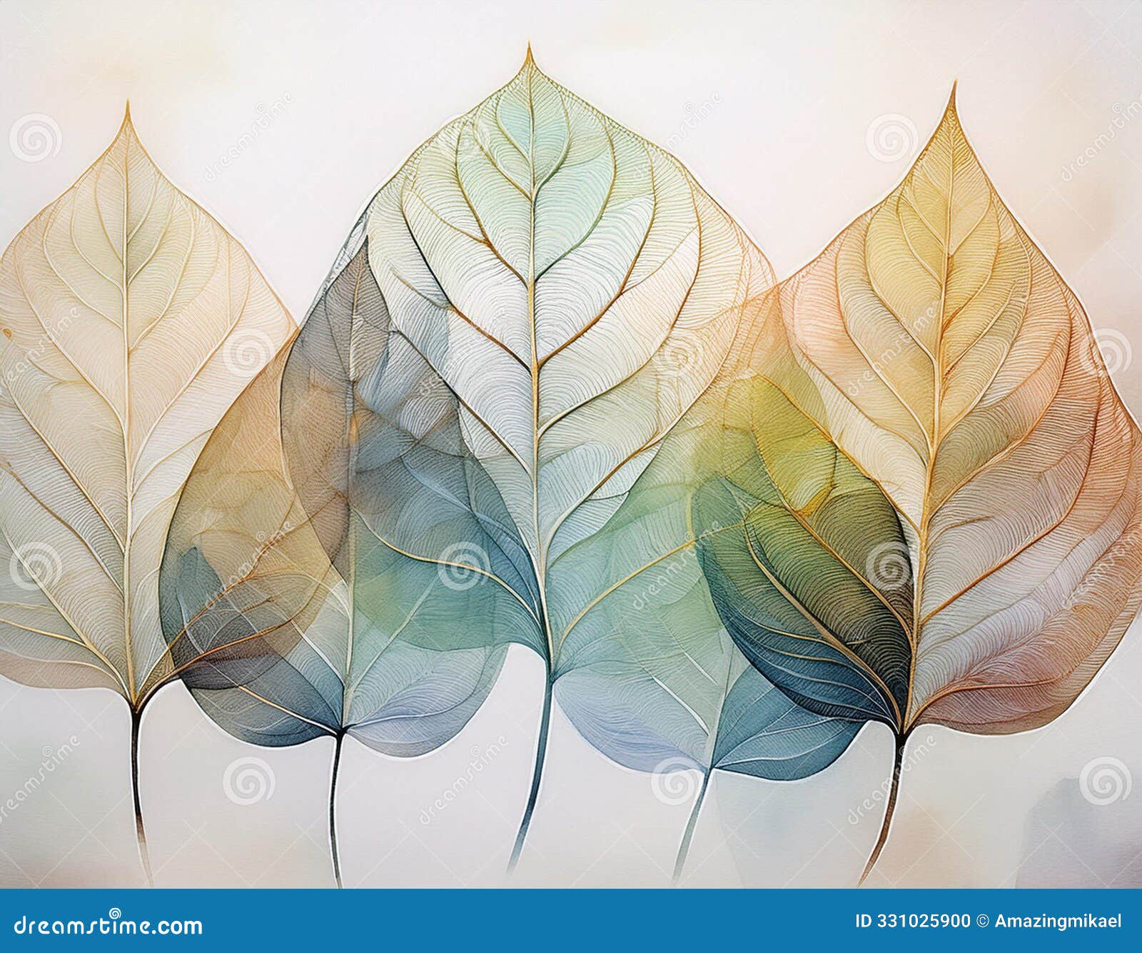 Semi Transparent Leaf Skeletons Layered Design Emphasizing Delicate ...