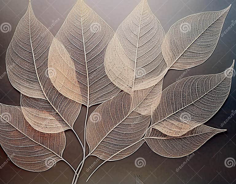 Semi Transparent Leaf Skeletons Layered Design Emphasizing Delicate ...