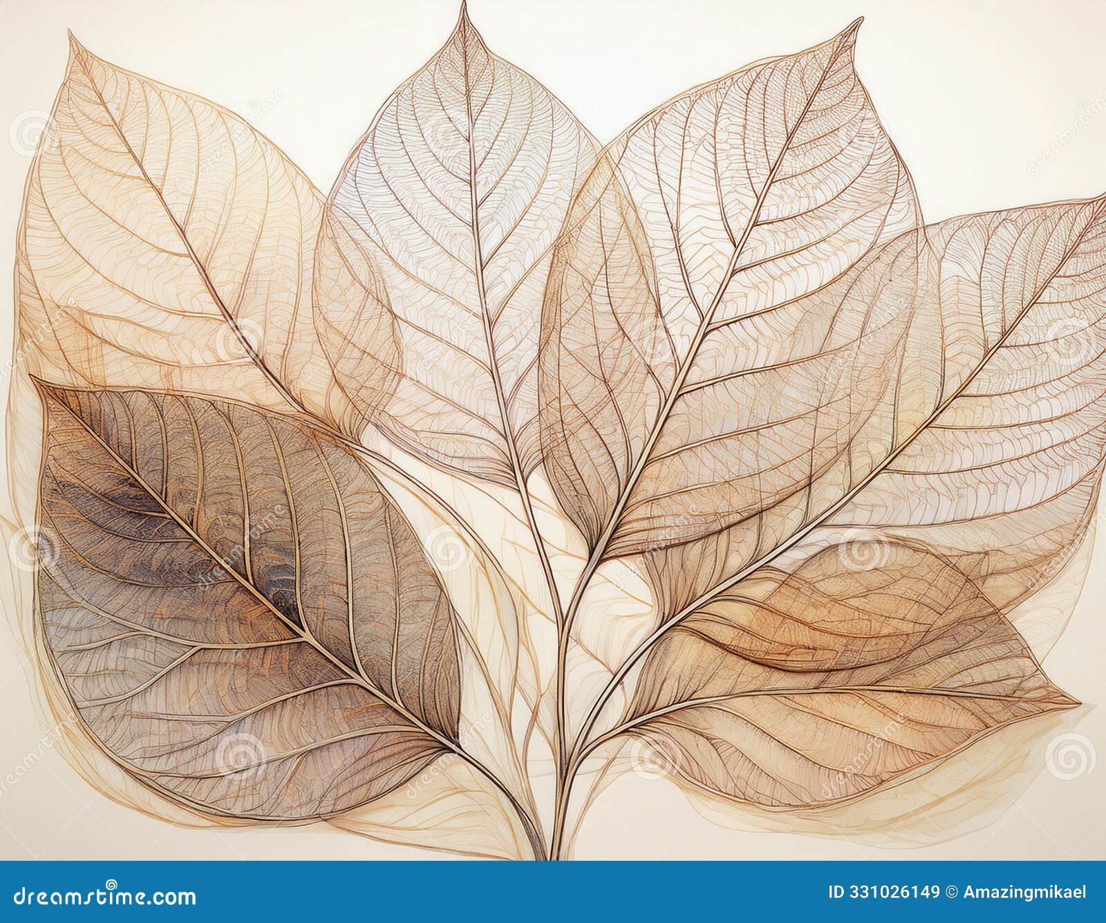 Semi Transparent Leaf Skeletons Layered Design Emphasizing Delicate ...