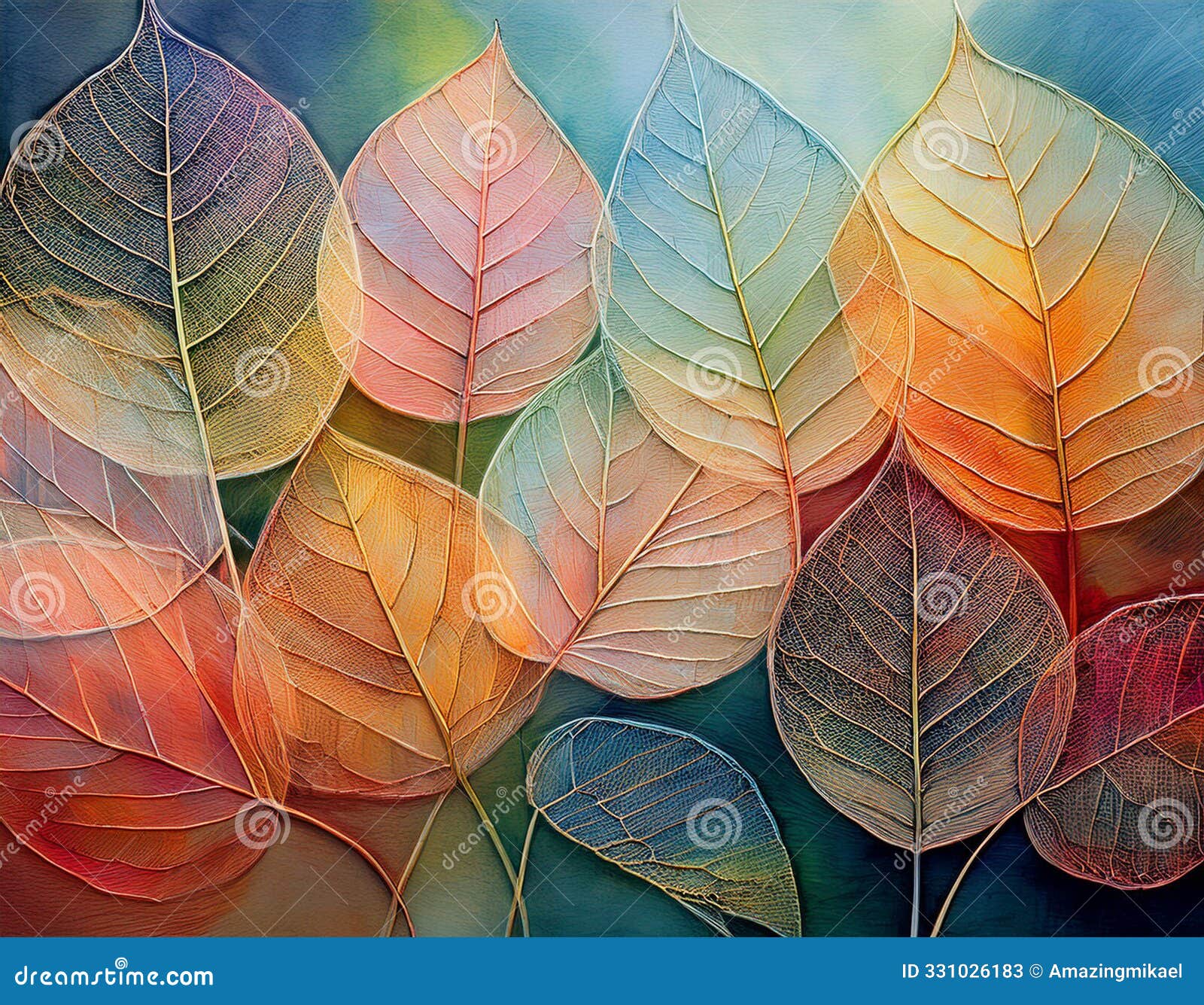 Semi Transparent Leaf Skeletons Layered Design Emphasizing Delicate ...