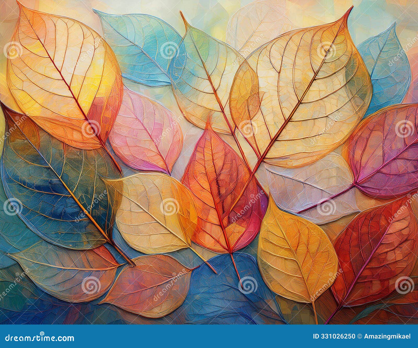 Semi Transparent Leaf Skeletons Layered Design Emphasizing Delicate ...