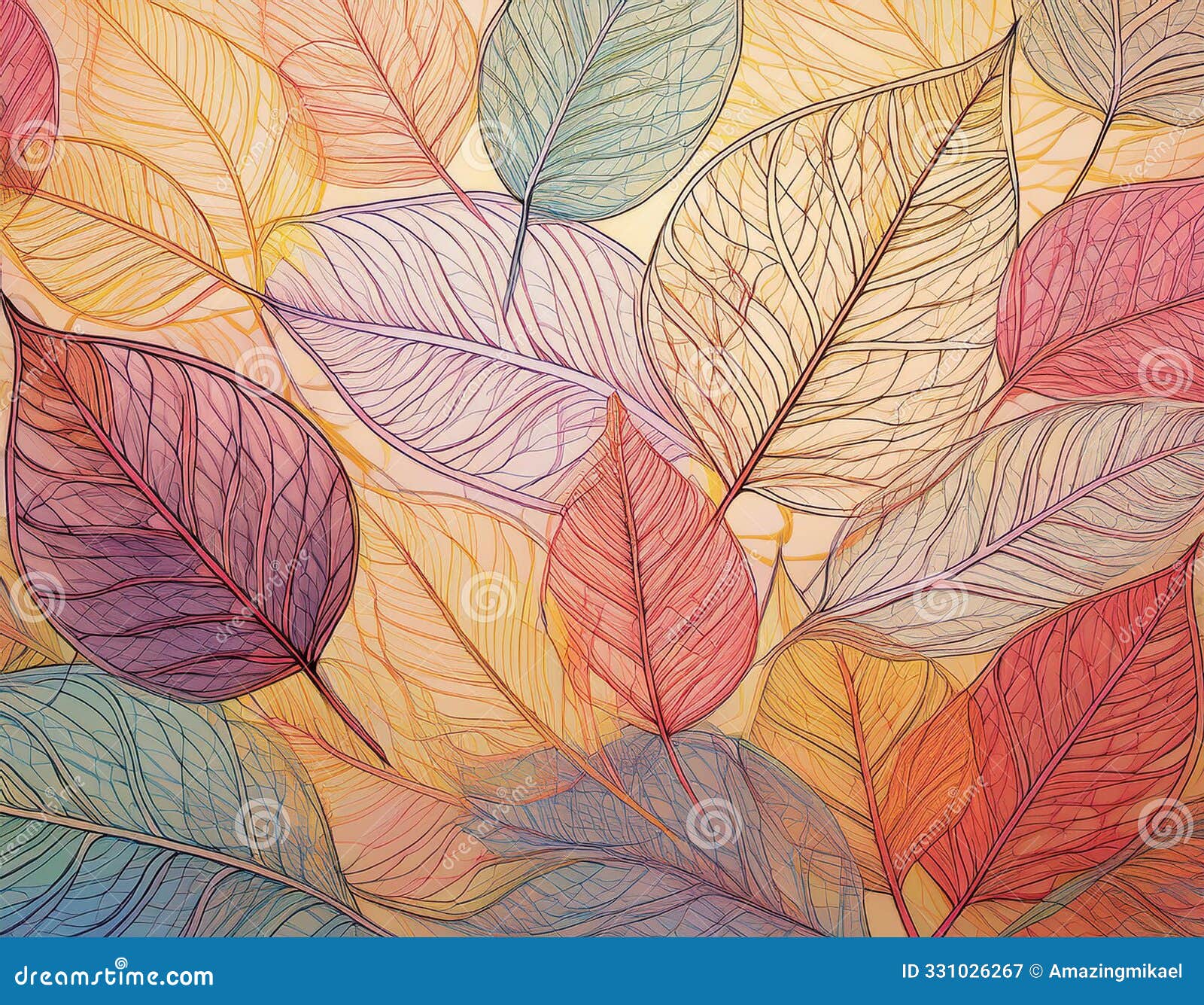 Semi Transparent Leaf Skeletons Layered Design Emphasizing Delicate ...