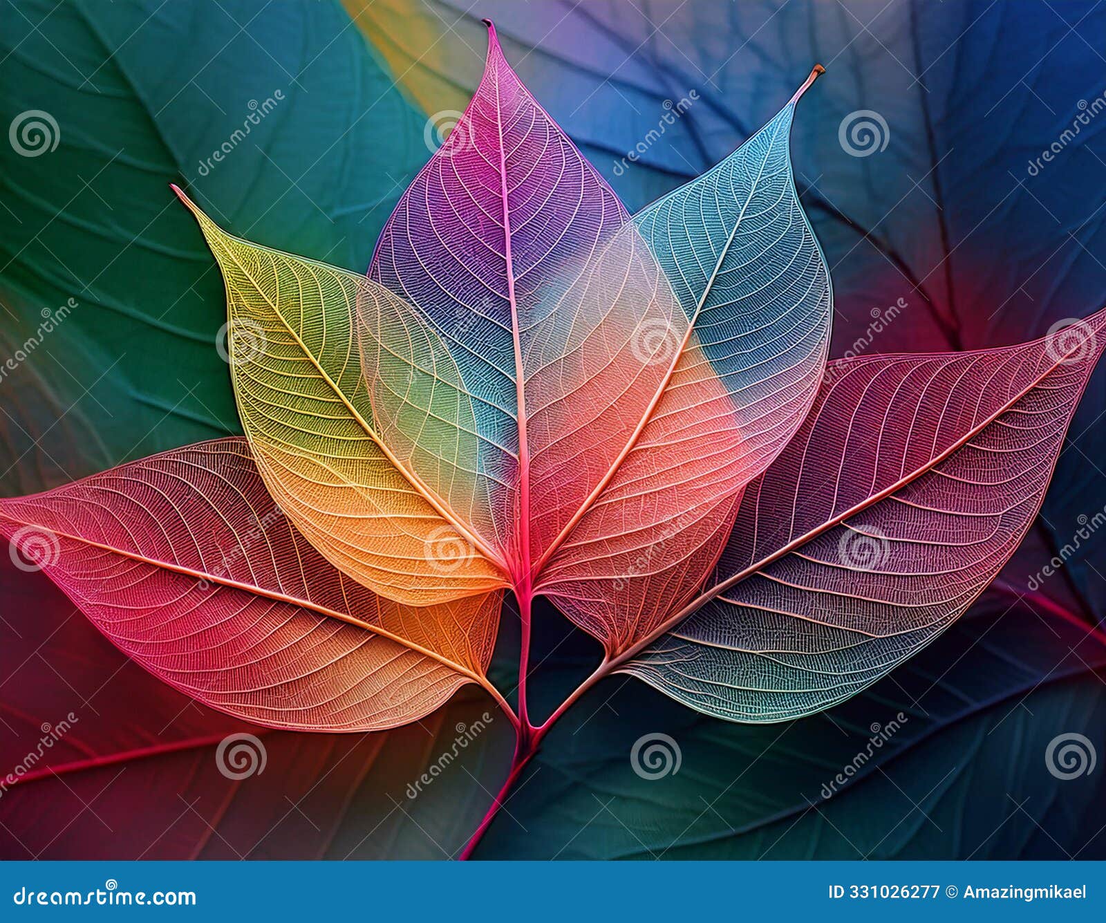 Semi Transparent Leaf Skeletons Layered Design Emphasizing Delicate ...