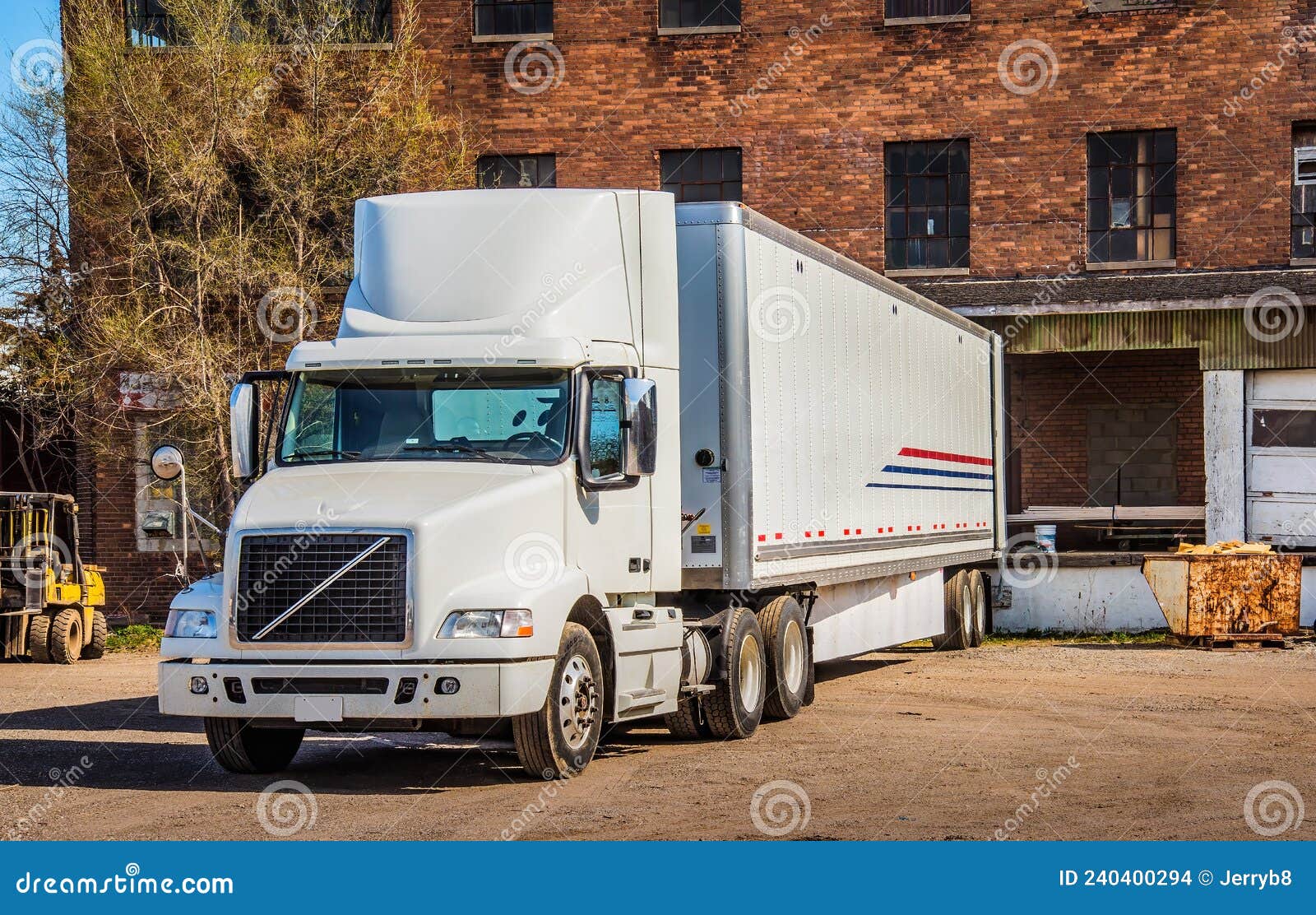 Semi Truck at Customer Loading Dock Stock Photo - Image of diesel ...