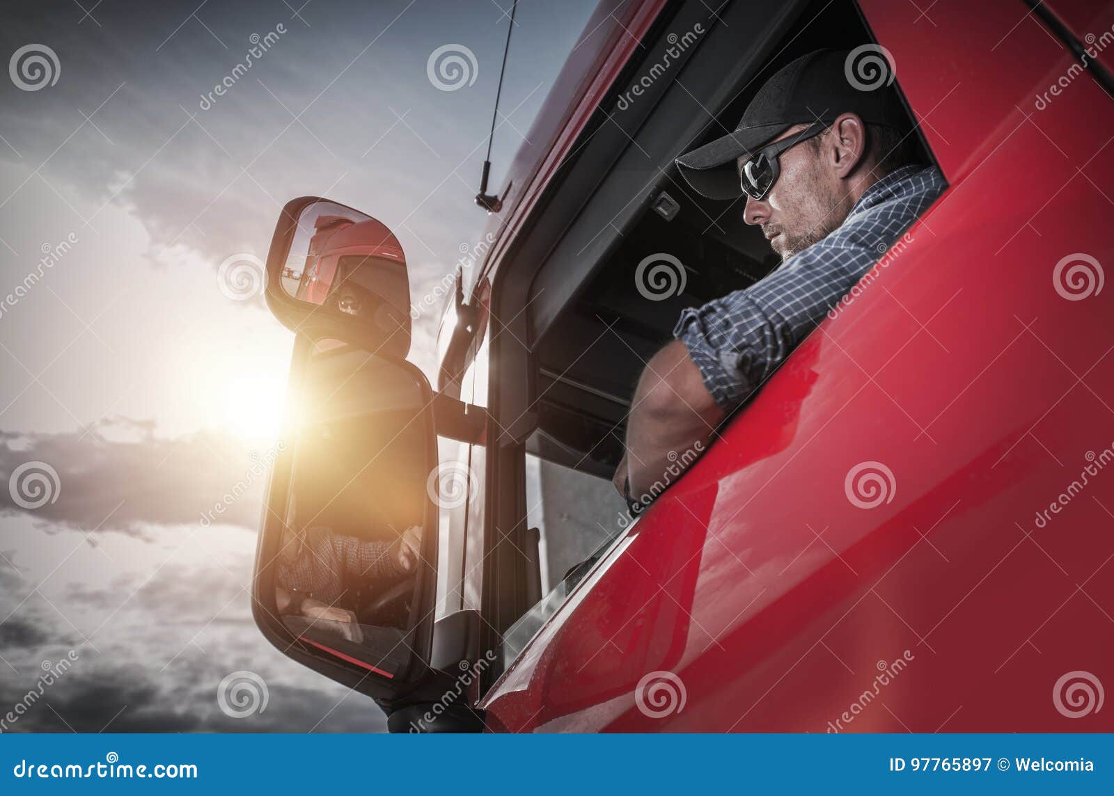 Semi Truck Driver stock image. Image of freight, storage - 97765897