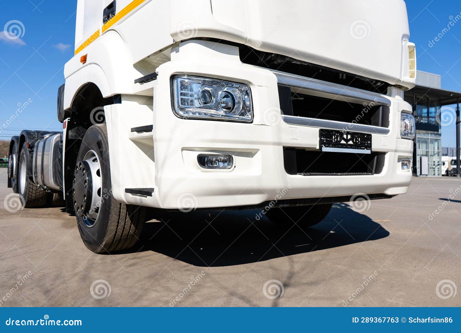 Semi Truck Fleet at the Logistics Center Stock Image - Image of ...
