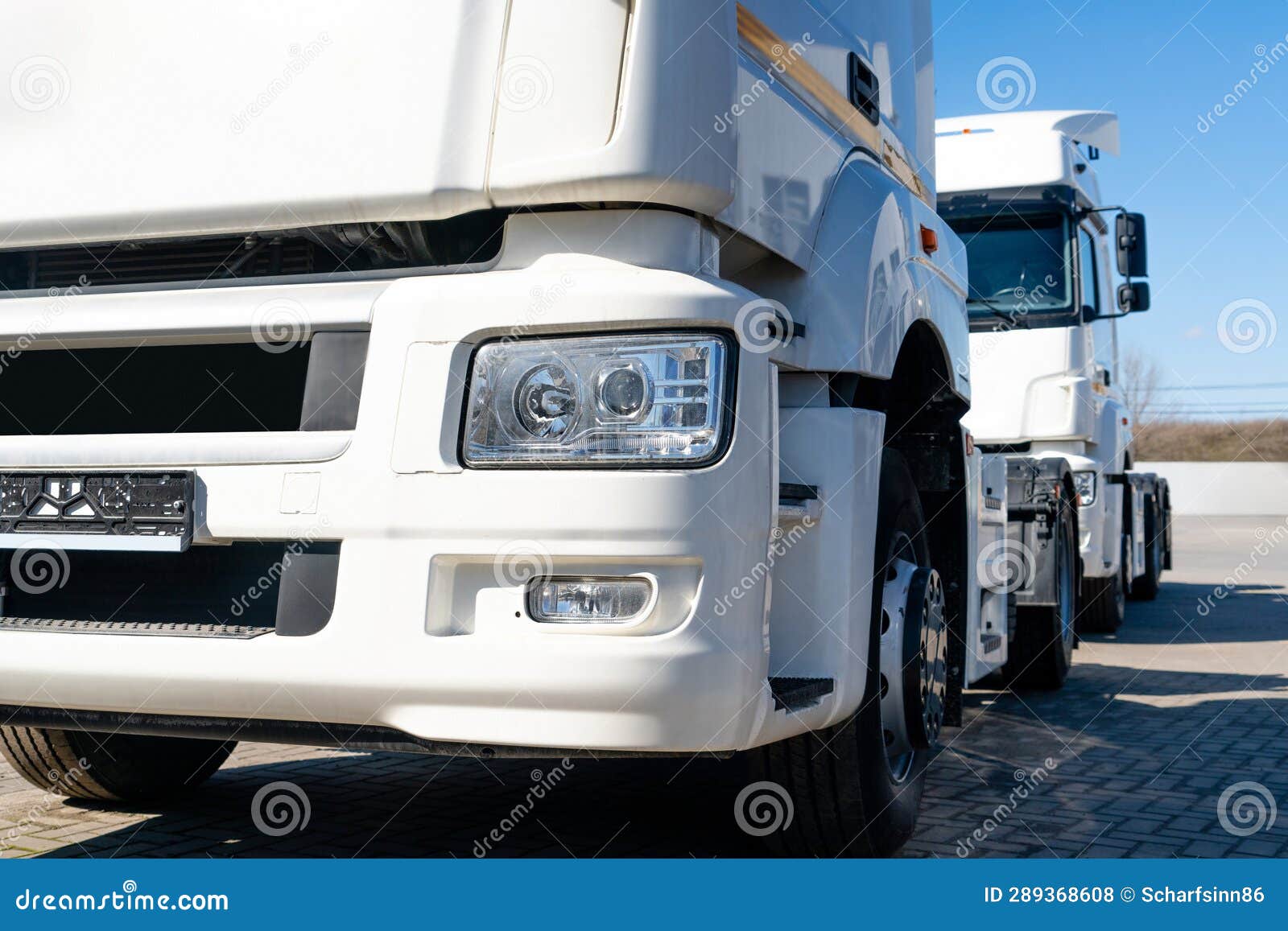 Semi Truck Fleet at the Logistics Center Stock Photo - Image of rest ...