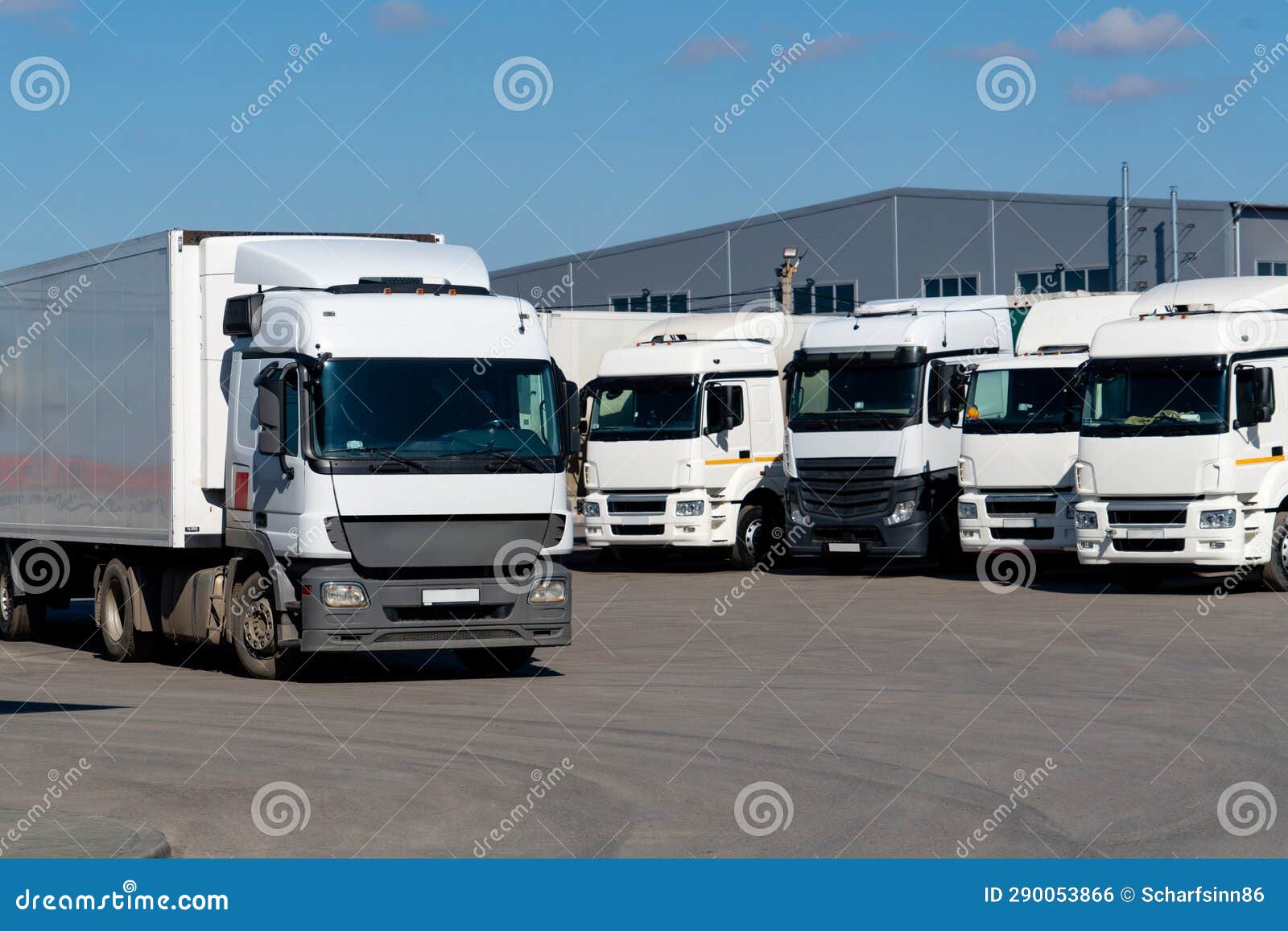 Semi Truck Fleet at the Logistics Center Stock Photo - Image of ...