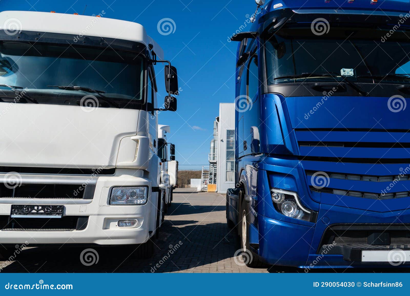 Semi Truck Fleet at the Logistics Center Stock Photo - Image of truck ...