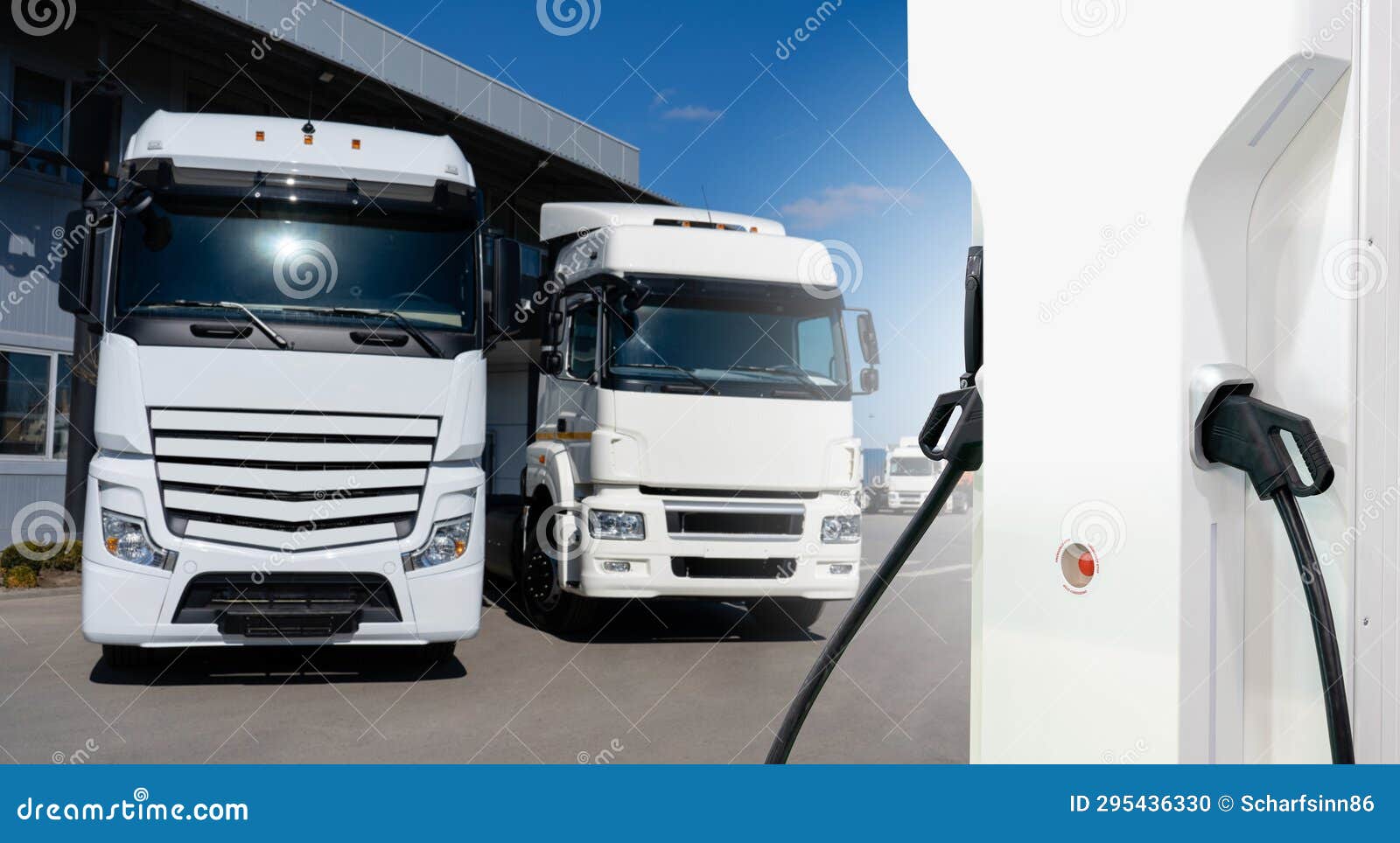 Semi Truck Fleet at the Logistics Center Stock Photo - Image of white ...