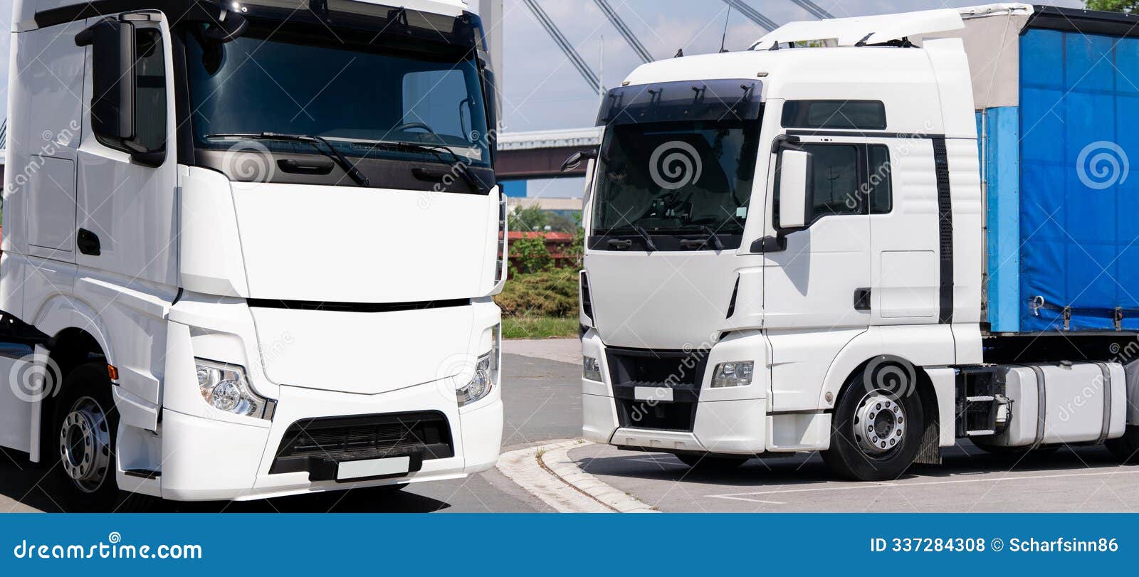 Semi Truck Fleet at the Logistics Center Stock Photo - Image of ...