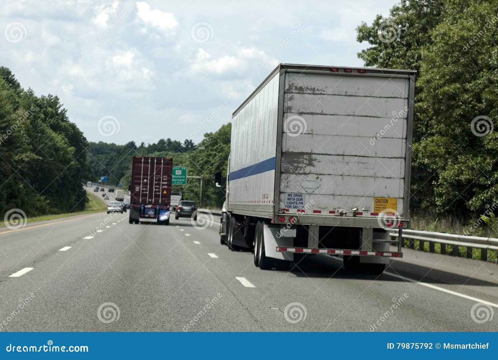 Semi Truck on Highway stock photo. Image of lorry, road - 79875792