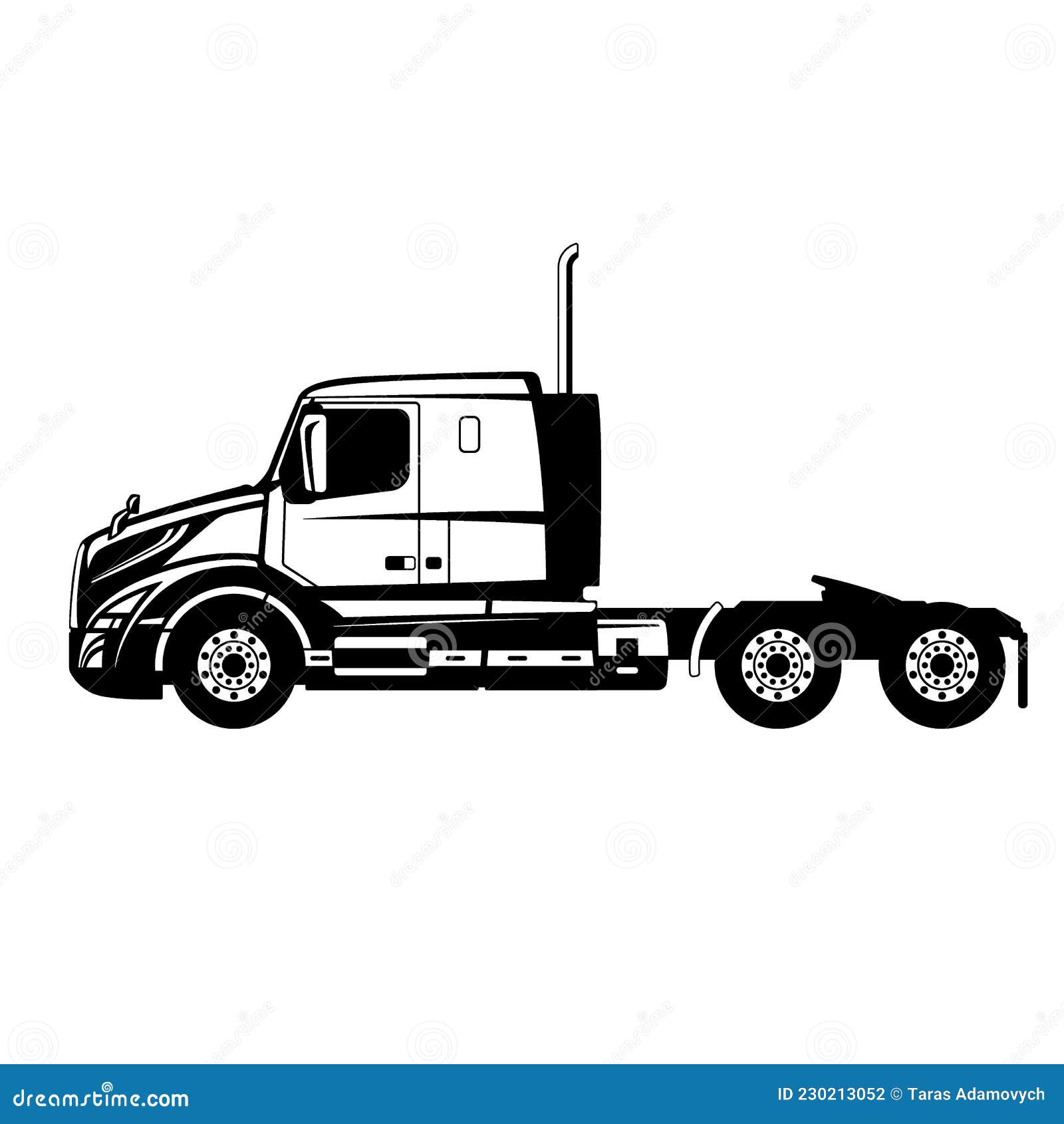 Semi Truck, Side View ,lining Draw, Vector Illustration Stock Vector ...