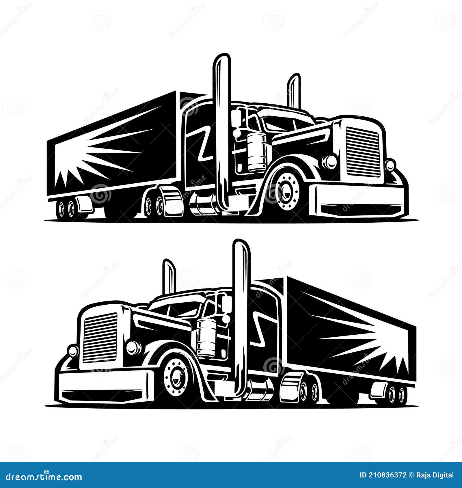Semi Truck Trailer Vector Isolated Image. 18 Wheeler Vector Isolated ...