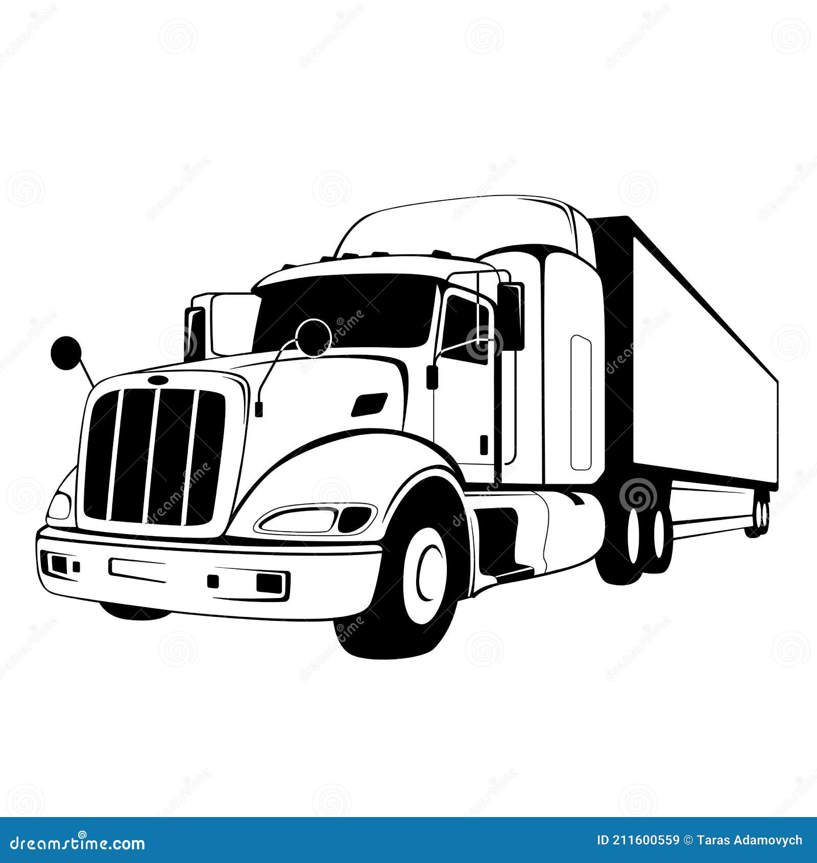 Semi Truck, Vector Illustration,flat Style Stock Vector - Illustration ...