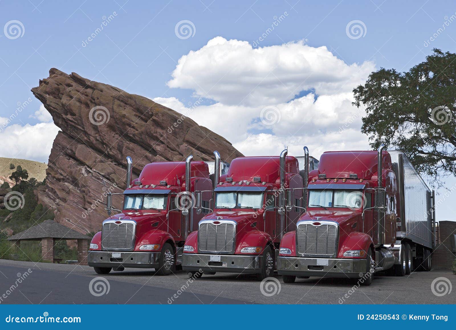 Semi Trucks Parked Together Stock Image - Image of motor, automobile ...
