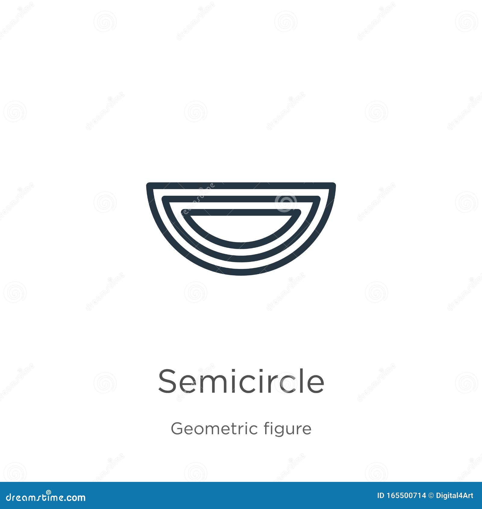 Semicircle Icon. Thin Linear Semicircle Outline Icon Isolated on White ...