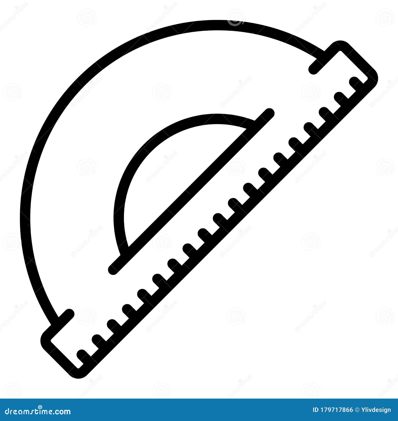 Semicircle with Ruler Icon, Outline Style Stock Vector - Illustration ...