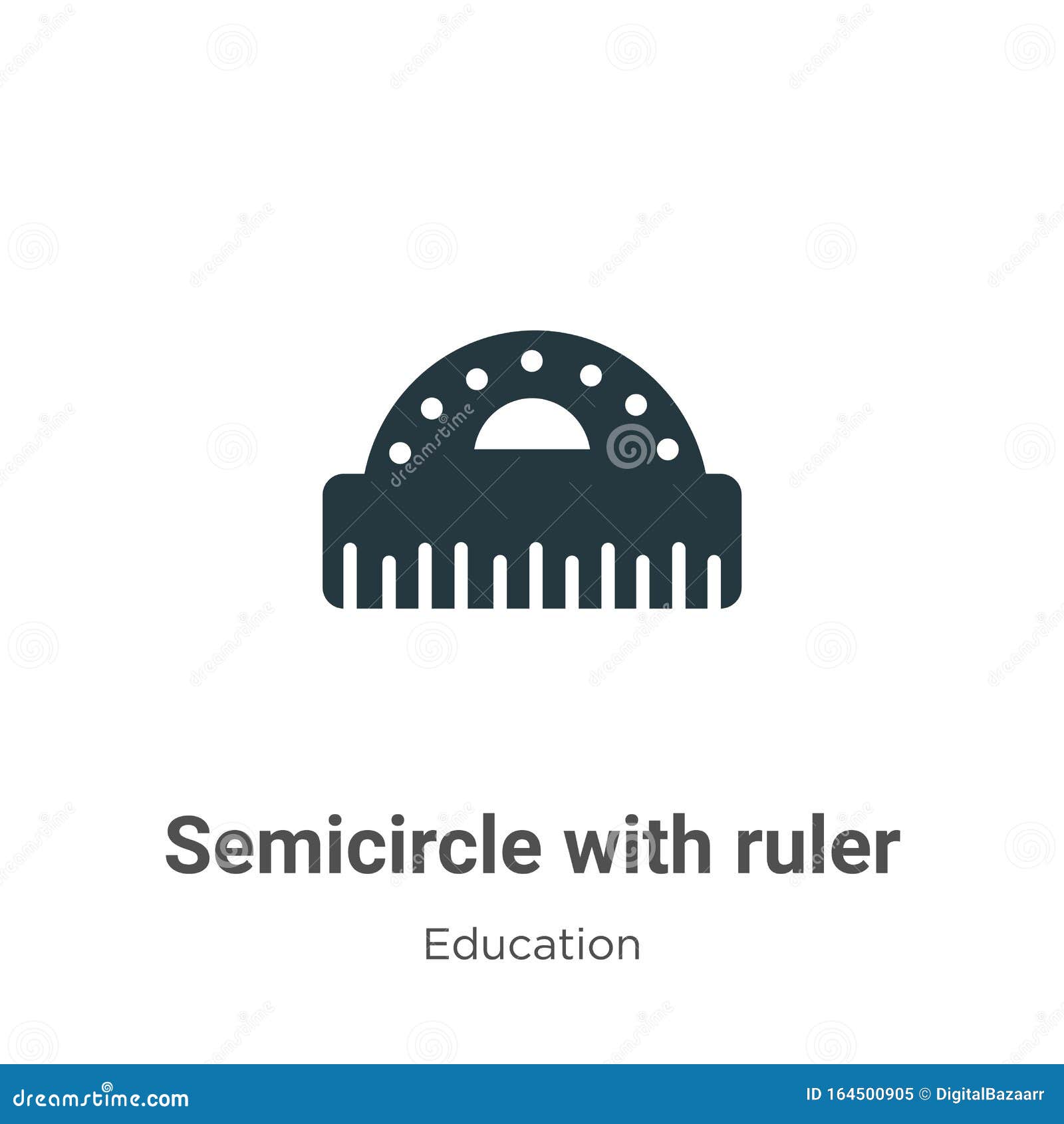 Semicircle with Ruler Vector Icon on White Background. Flat Vector ...
