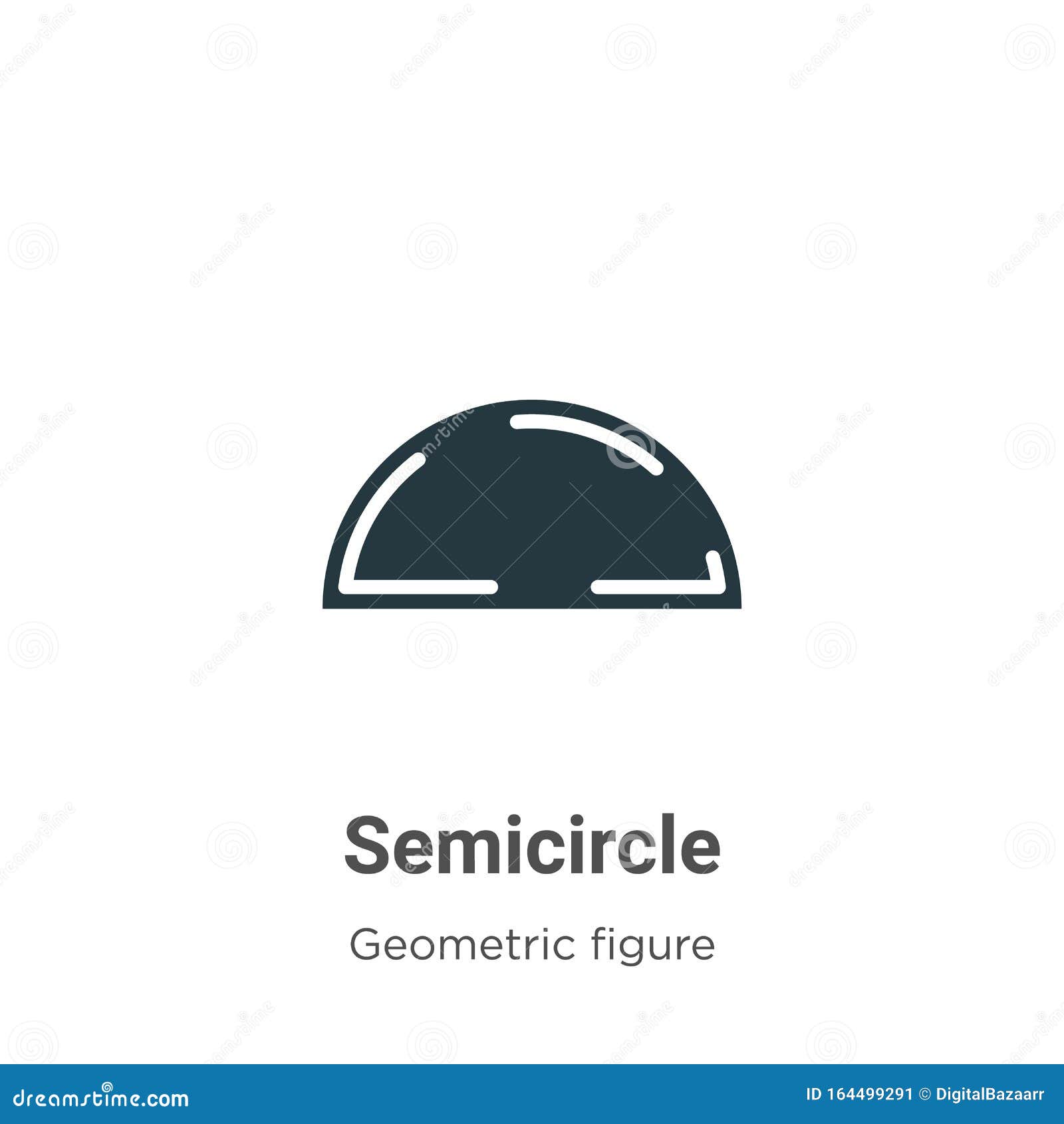 Semicircle Vector Icon on White Background. Flat Vector Semicircle Icon ...