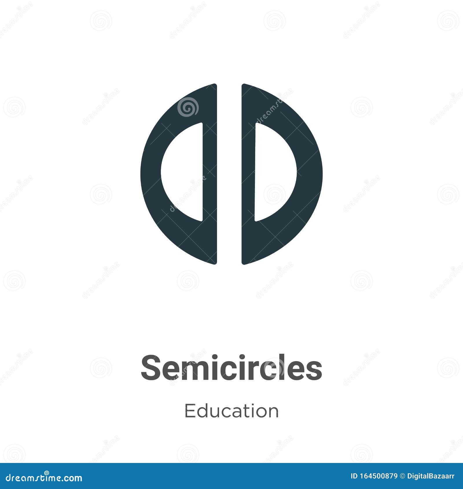 Semicircles Vector Icon on White Background. Flat Vector Semicircles ...