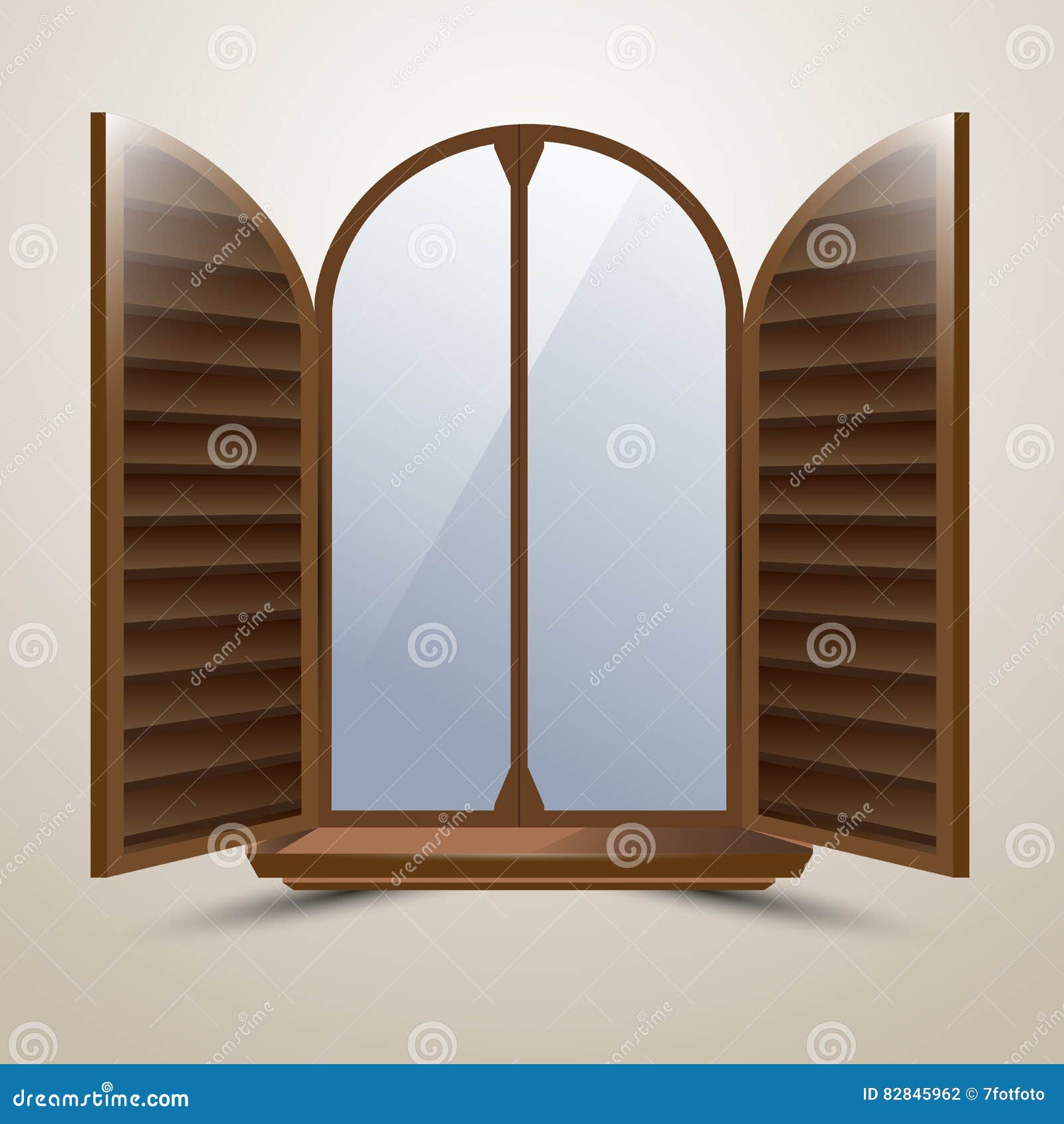 The Semicircular Arched Window with Protective Shutters Italian Stock ...