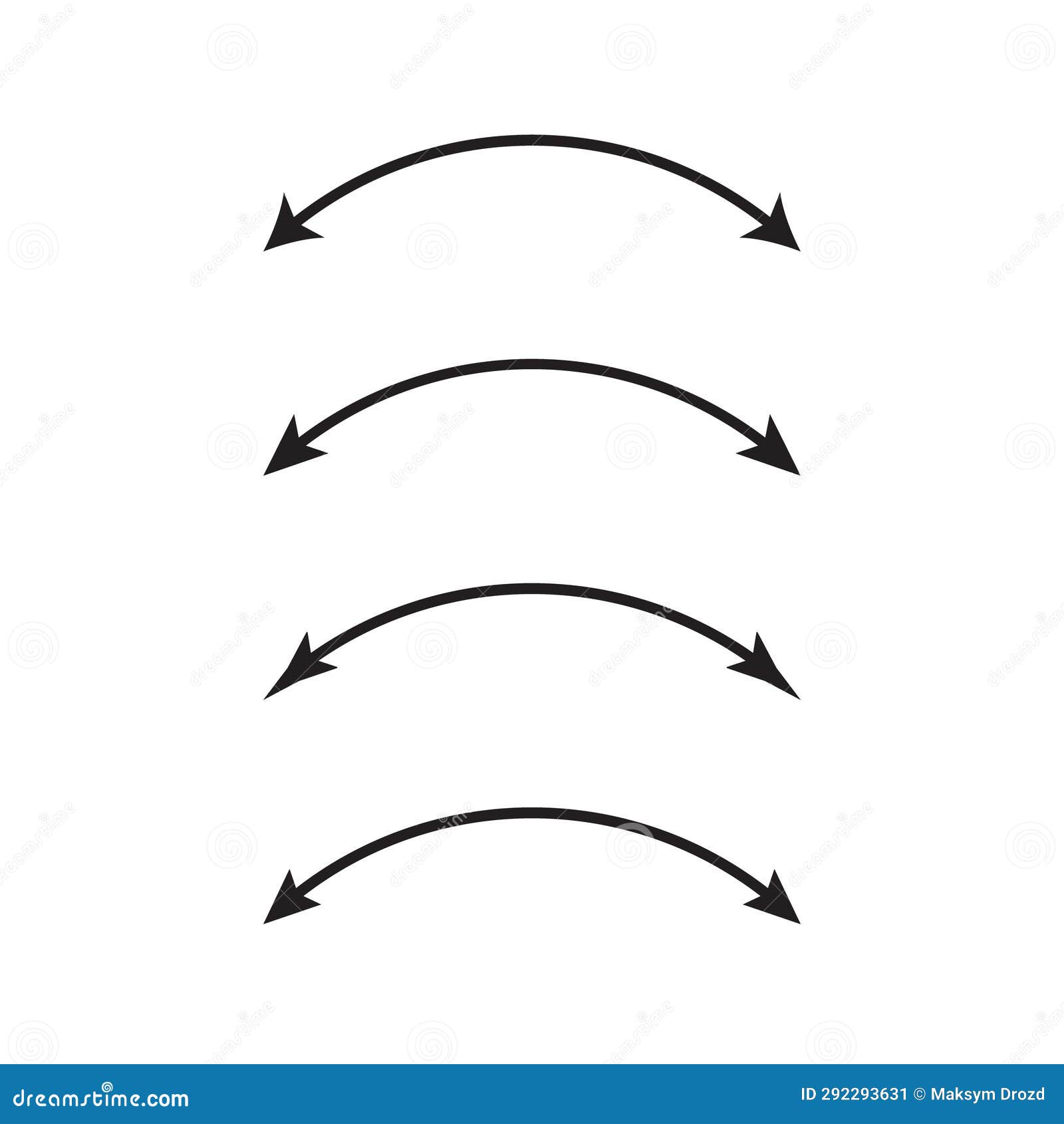 Semicircular Curved Thin Long Double Ended Arrow. Dual Semi Circle ...