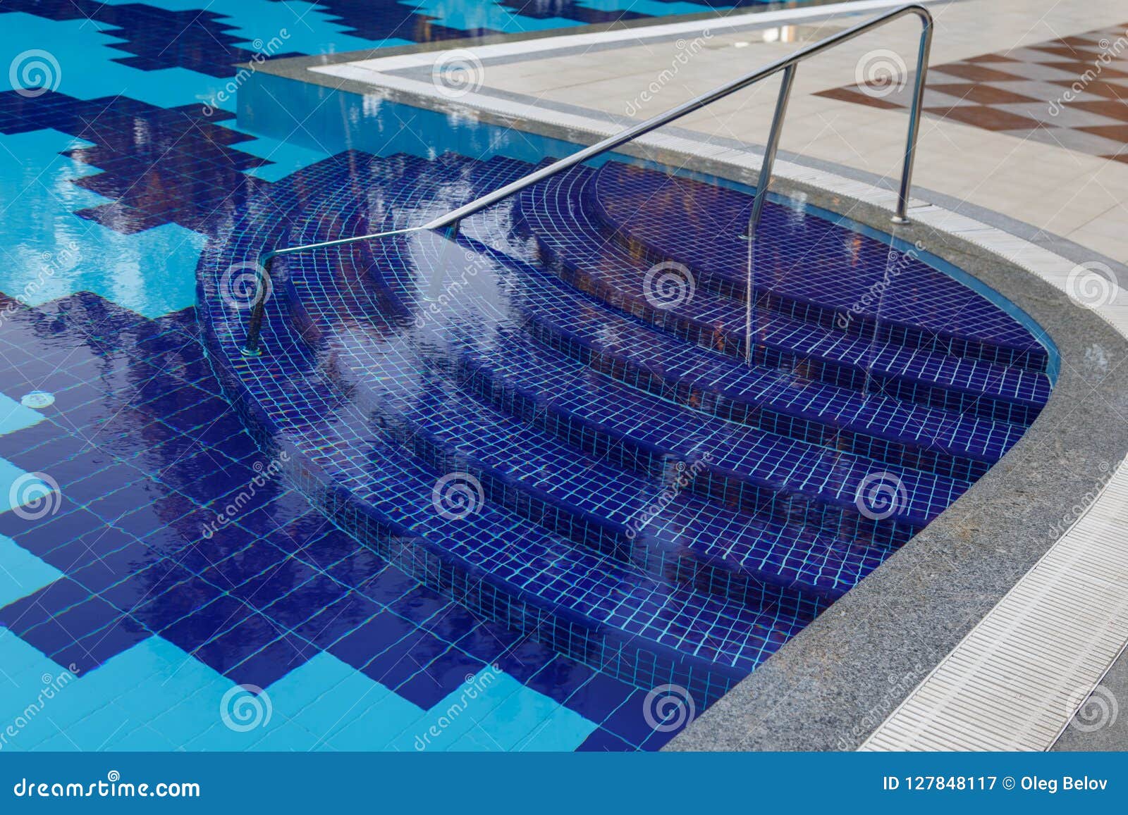 Semicircular Steps of Blue Colour in the Large Pool with Clear Water ...
