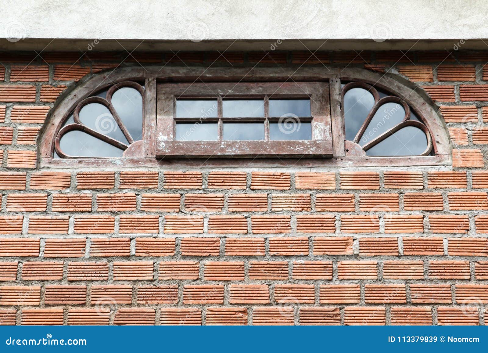 Semicircular Window On Brick Wall Stock Image - Image of home, retro ...