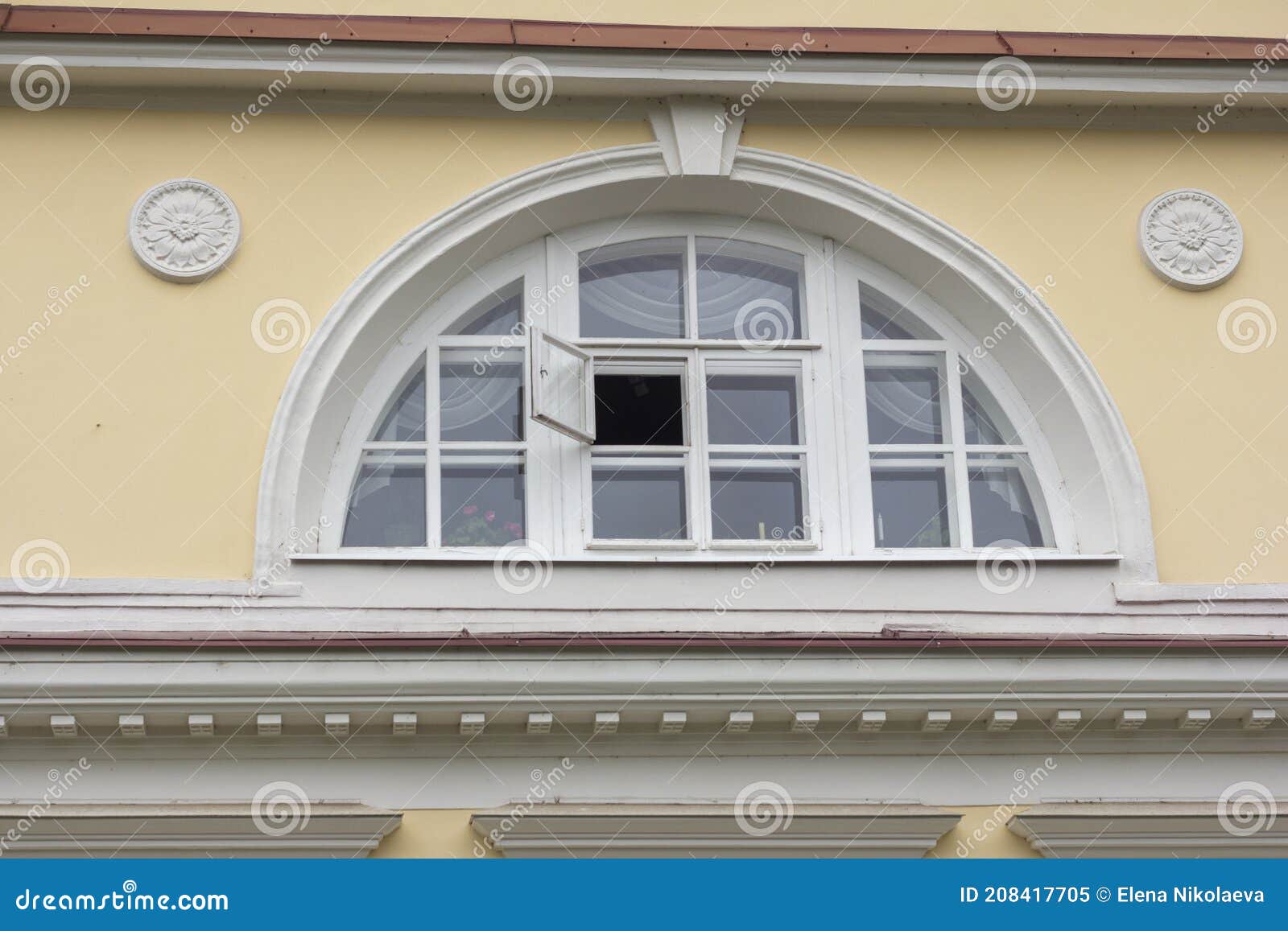 A Semicircular Window with an Open Window Pane in the Old Manor Museum ...
