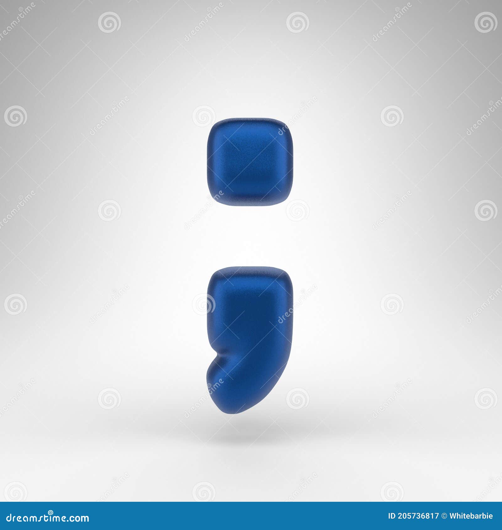 Semicolon Symbol on White Background. Anodized Blue 3D Sign with Matte ...