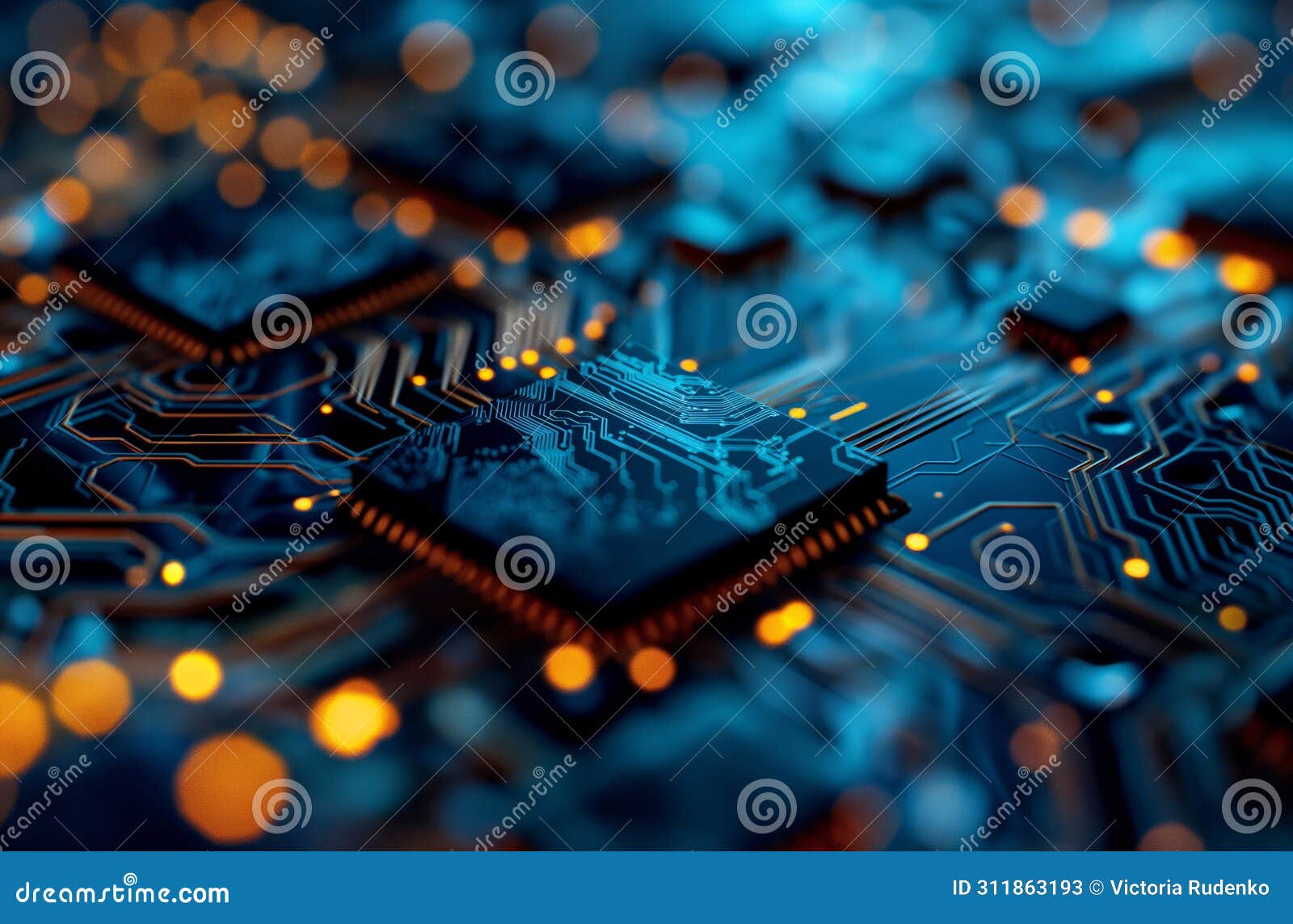 Semiconductor Chip on Circuit Board Stock Image - Image of wafer ...