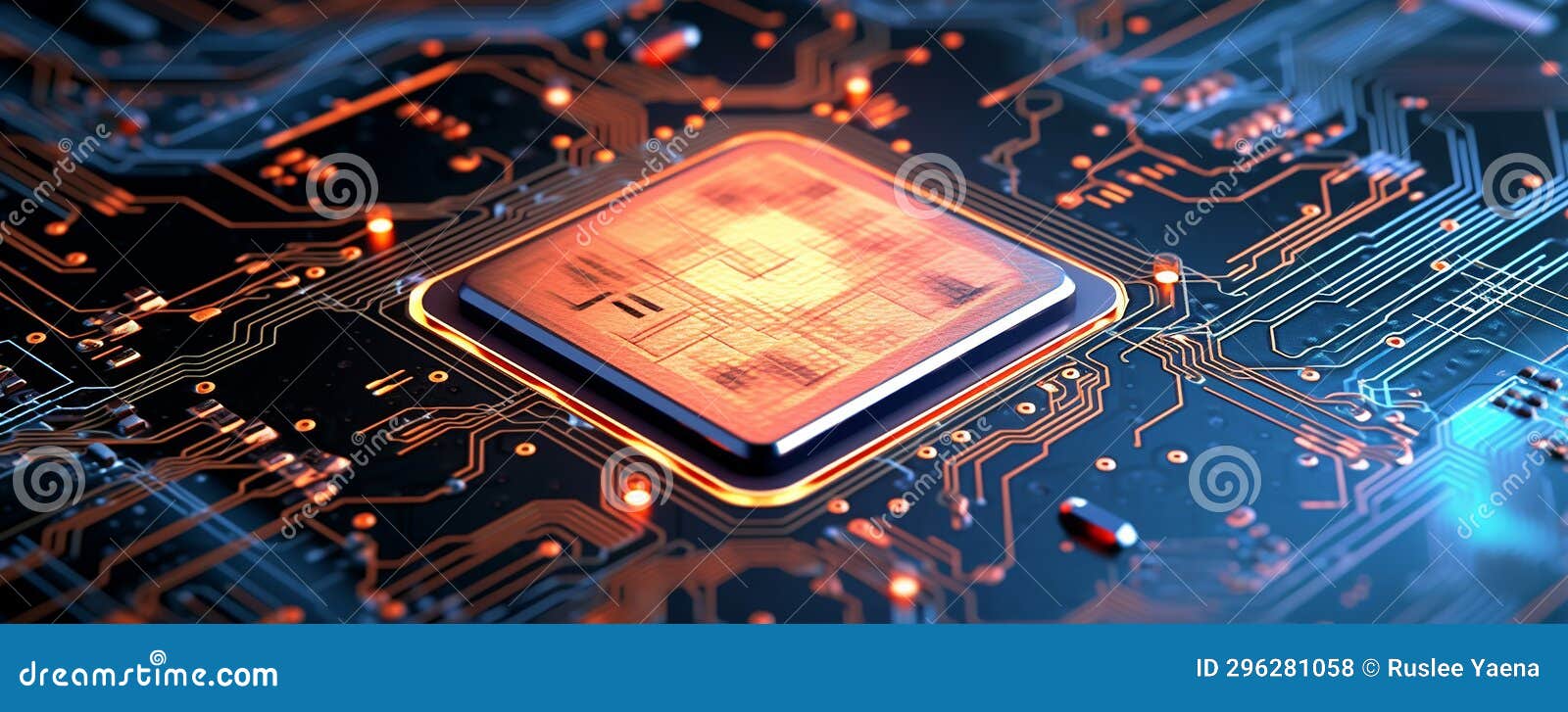 Processors CPU Concept. Animation. Motherboard Digital Chip. Abstract Animation Of Computer ...