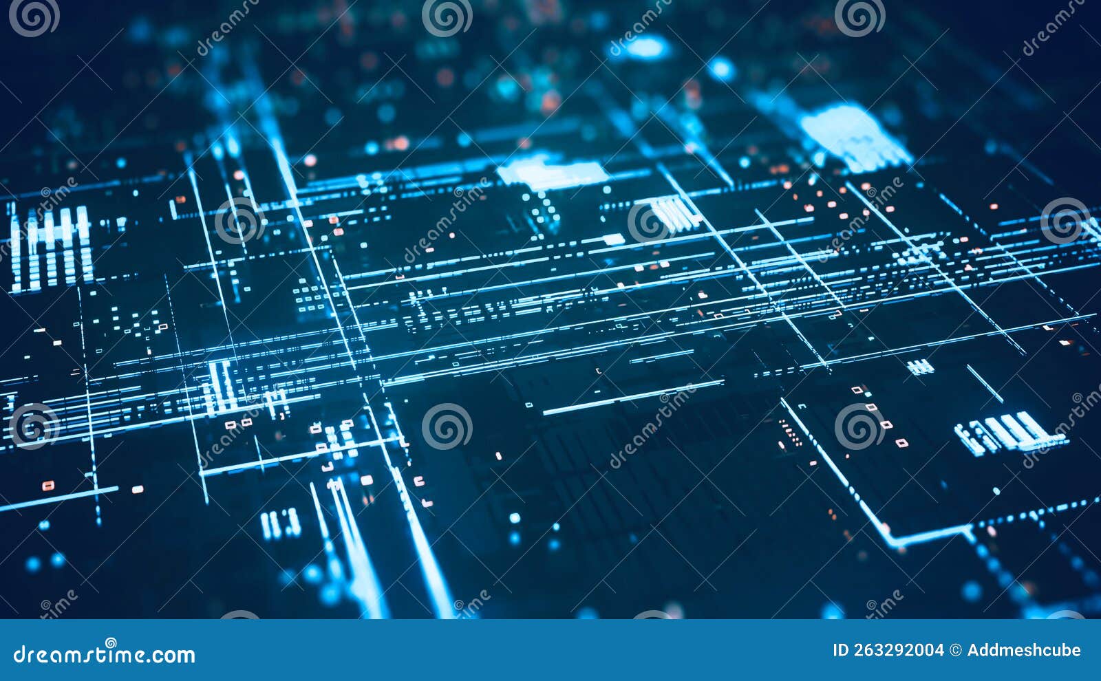 Semiconductor On Dark Blue Technology Background With Circuit Wires ...