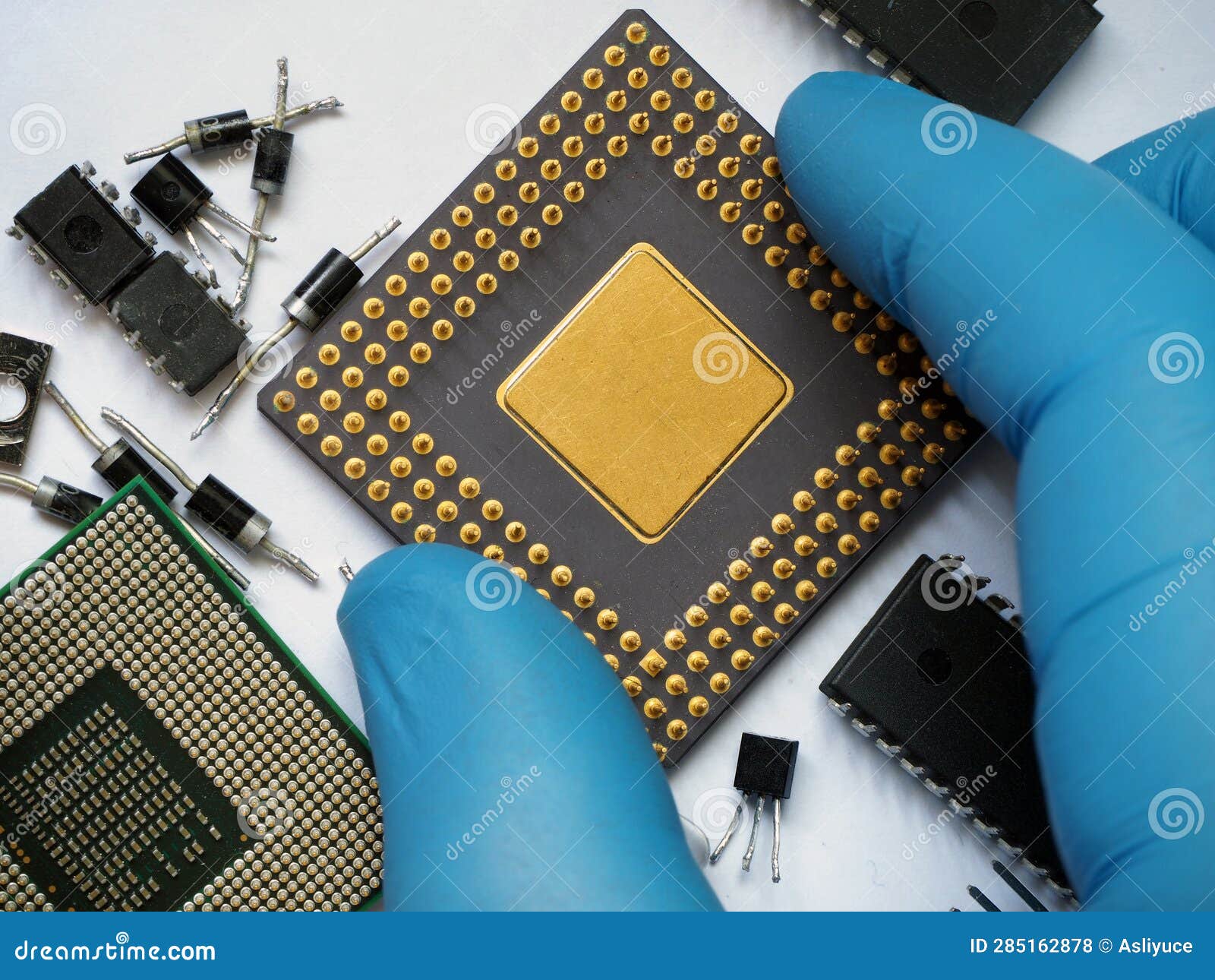 Semiconductor Components on the Bench Stock Photo - Image of processors ...