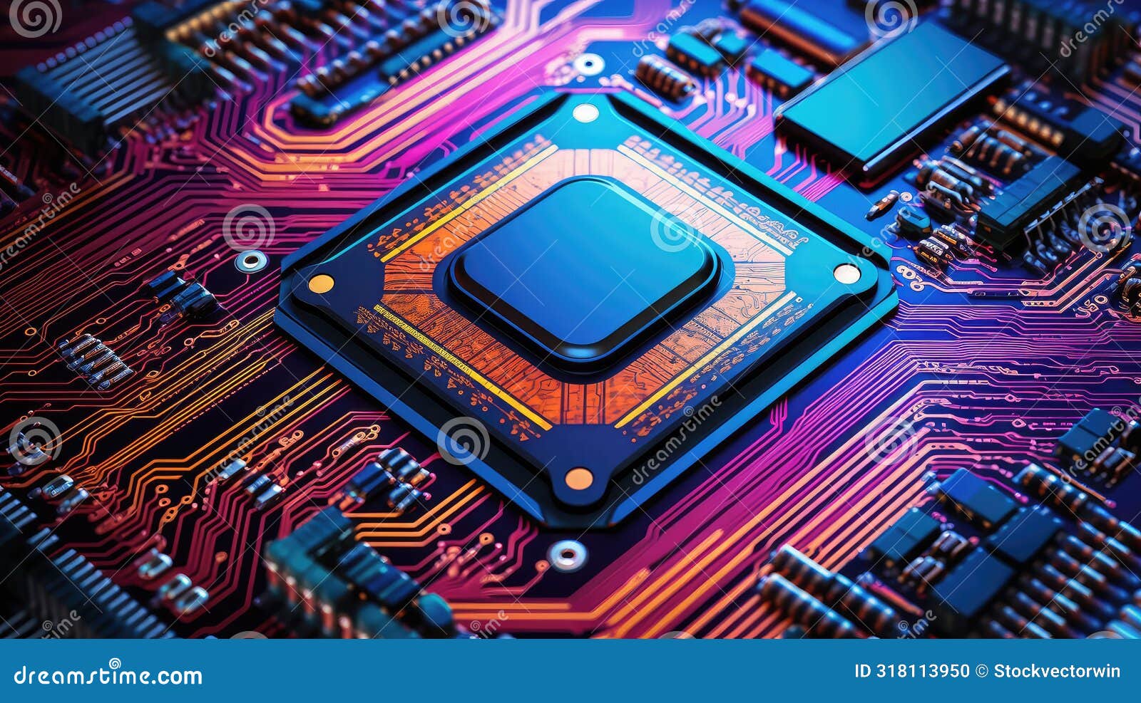 Semiconductor Computer Chip Technology Stock Illustration ...
