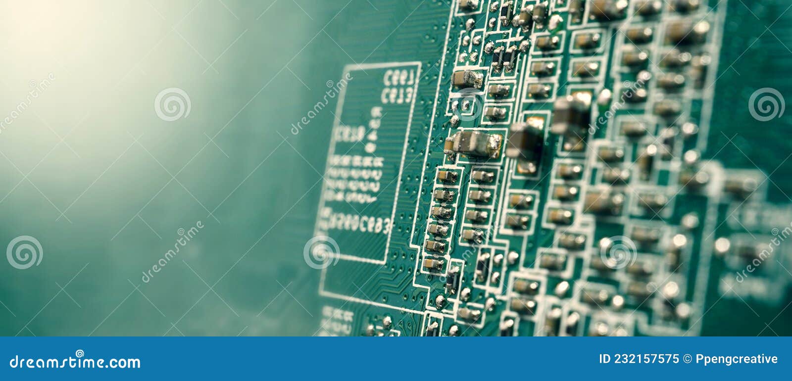 Semiconductor. Cpu Chip Located on the Green Motherboard of the ...