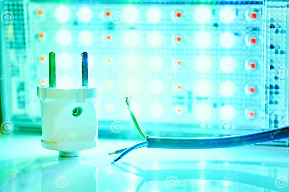 Electrical Emerald Equipment Connection. Core Electric Cable and Light ...