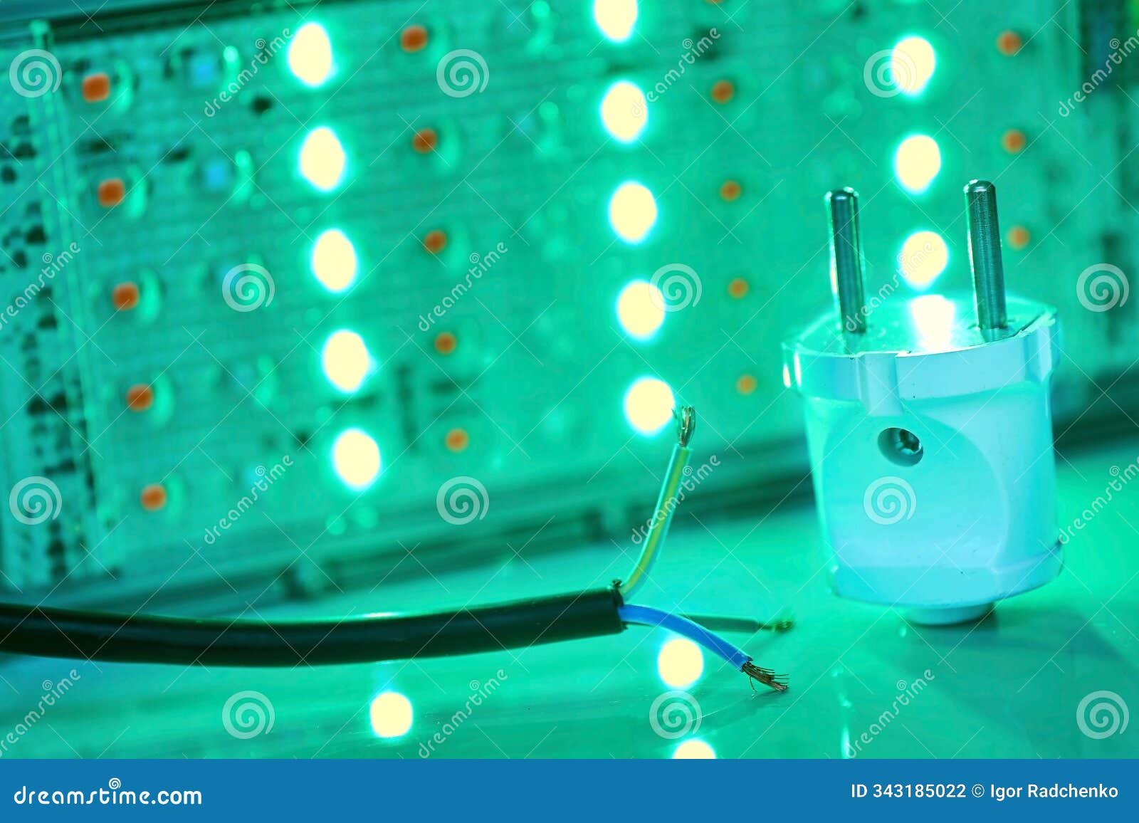 Electrical Emerald Equipment Connection. Core Electric Cable and Light ...